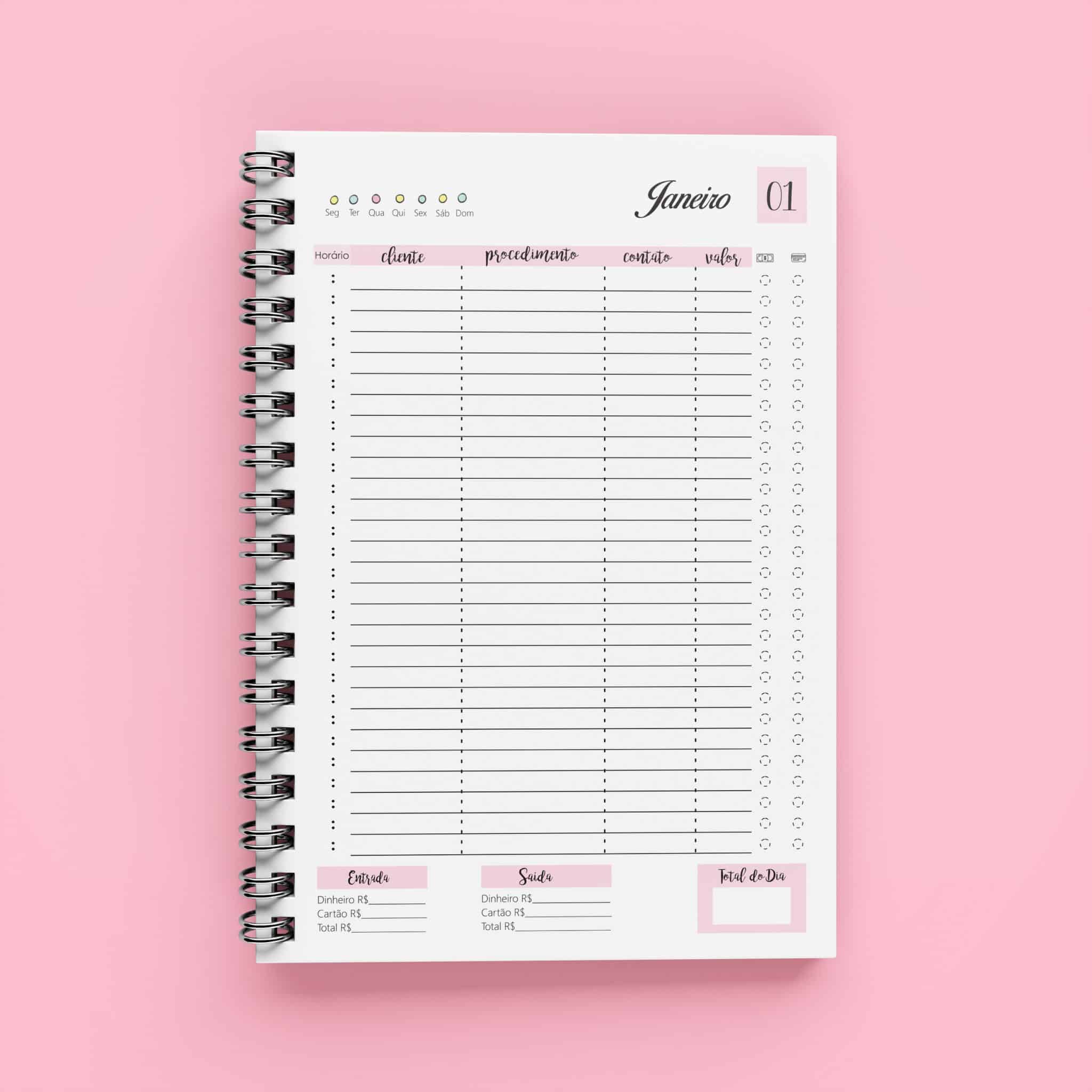 Agenda Permanente Agendamento com Horários em Branco - Bicho Papel Agenda Permanente Agendamento com Horários em Branco - Bicho Papel